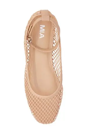 Mia Roz Ankle Strap Flat - Beige
