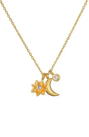 SATYA JEWELRY Spirit In Transformation Lotus Moon Pendant Necklace - Gold