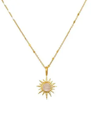 SATYA JEWELRY North Star Moonstone Starburst Pendant Necklace - Gold