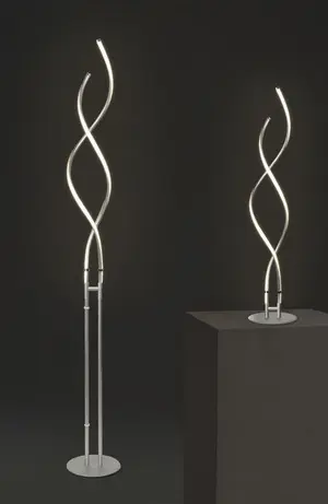 BRIGHTECH Embrace 60" Led Industrial 2-in-1 Table And Floor Lamp With Built-in Light Dimmer - Polished Silver