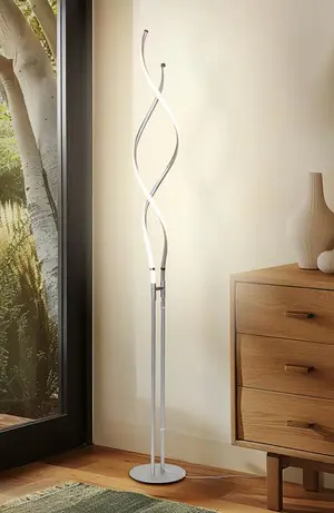 BRIGHTECH Embrace 60" Led Industrial 2-in-1 Table And Floor Lamp With Built-in Light Dimmer - Polished Silver