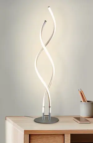BRIGHTECH Embrace 60" Led Industrial 2-in-1 Table And Floor Lamp With Built-in Light Dimmer - Polished Silver