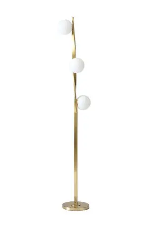 BRIGHTECH Nola 60" Dimmable Led Twisted Modern Floor Lamp With Glazed Glass Globes - Antique Brass