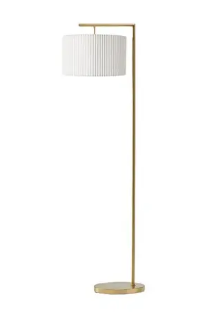 BRIGHTECH Montage Modern 60" Led Smart Home Compatible Floor Lamp With Pleated Lamp Shade - Antique Brass