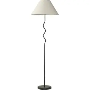 BRIGHTECH Squiggle 62" Led Modern Wavy Floor Lamp With Fabric Shade - Classic Black