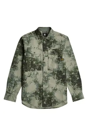 G-star Raw Cargo Pocket Cotton Button-up Overshirt - Digi Camo