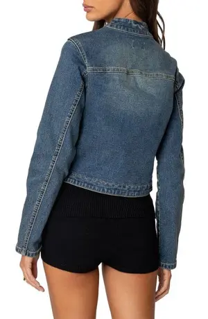 EDIKTED Double Buckle Denim Jacket