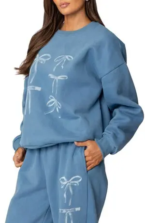 EDIKTED Bow Bliss Oversized Sweatshirt