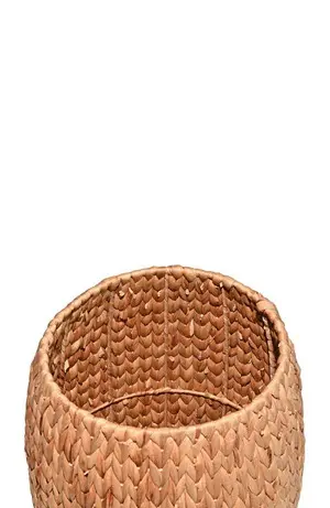 HAPPIMESS Colt Coastal Bohemian Handwoven Hyacinth Barrel Storage Stool With Lid