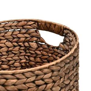 HAPPIMESS Avery Bohemian Cottage Handwoven Hyacinth Cylinder Nesting Baskets With Handles