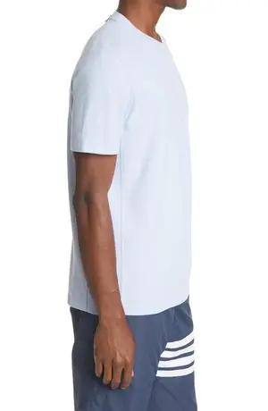 Thom Browne 4-bar Back Stripe Piqué T-shirt - Light Blue
