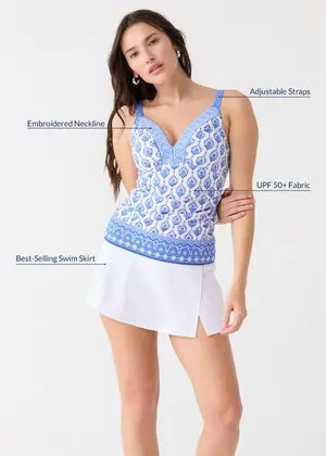 CABANA LIFE Embroidered Tankini Top - Palm Beach