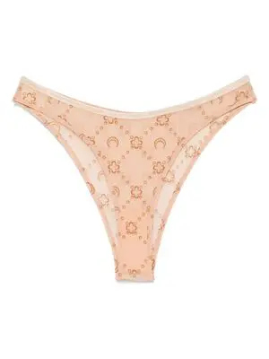 MARINE SERRE Mesh Flocked Thong - Neutrals