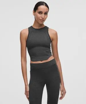 Lululemon Softy Suedey Crewneck Cropped Tank Top - Graphite Grey/graphite Grey