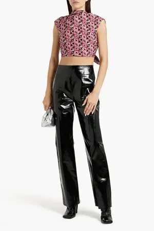 Emilio Pucci Cropped Printed Cotton-poplin Top - Pink