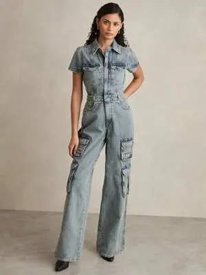 Good American Denim Cargo Jumpsuit - Indigo