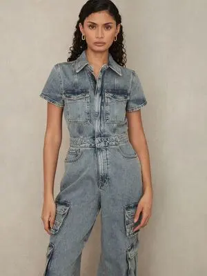 Good American Denim Cargo Jumpsuit