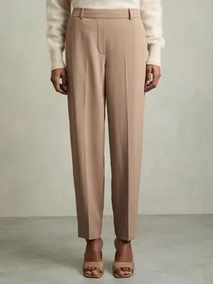 REISS Eve Tapered Trousers - Mink Neutral