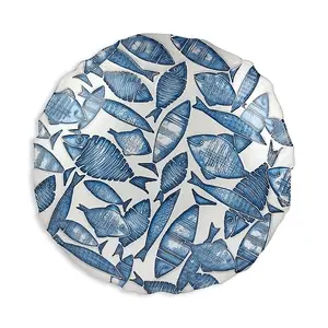 VIETRI Isola Glass Shallow Bowl - Blue