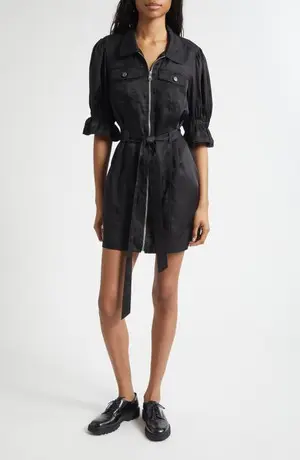Cinq À Sept Holly Puff Sleeve Satin Dress - Black