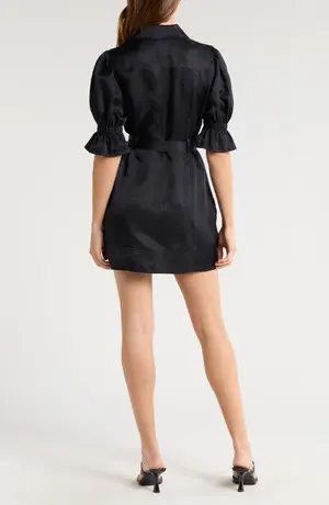 Cinq À Sept Holly Puff Sleeve Satin Dress - Navy