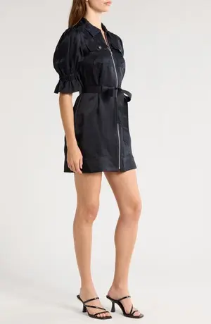 Cinq À Sept Holly Puff Sleeve Satin Dress - Navy