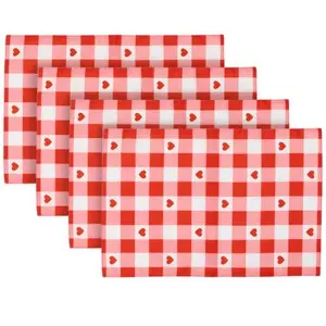 NORTHLIGHT Checke Hearts Valentine's Day Placemats18"set Of 4 - Red