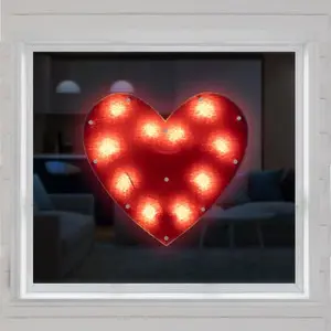 NORTHLIGHT 12" Lighted Shimmering Heart Valentine's Day Window Silhouette
