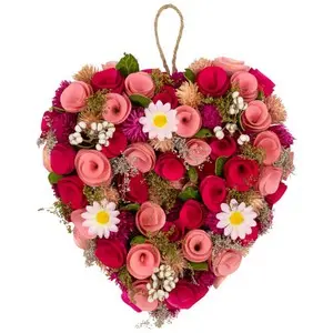 NORTHLIGHT Mixed Floral And Berries Artificial Valentine's Day Heart Wreath10.25 - Red