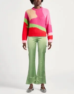 SISTE'S Flared Satin Pants - Green
