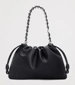 Loewe Large Leather Flamenco Shoulder Bag - Black