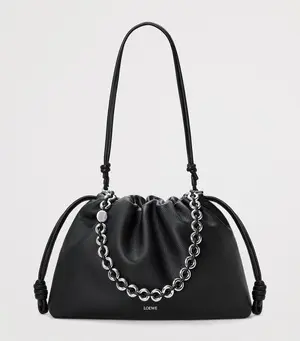 Loewe Large Leather Flamenco Shoulder Bag - Black