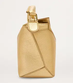 Loewe Mini Metallic Leather Puzzle Top-handle Bag - Gold