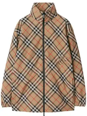 Burberry Checked Embroidered Jacket - Neutrals