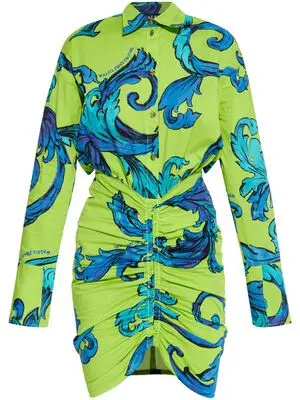Versace Printed Mini Dress - Green