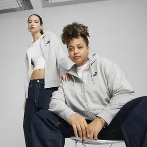 PUMA Essentials Small No. 1 Logo French Terry Full-Zip Hoodie Light Gray Heather