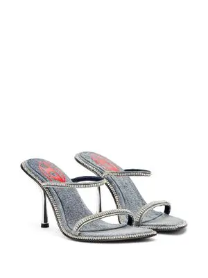 DIESEL® D-havanna Denim Mules - Silver