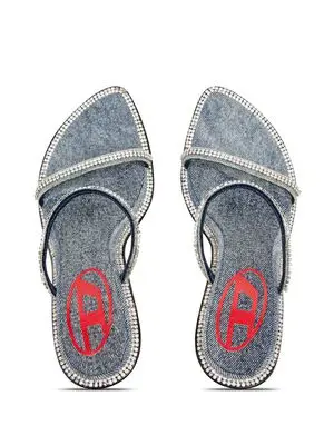 DIESEL® D-havanna Denim Mules - Silver