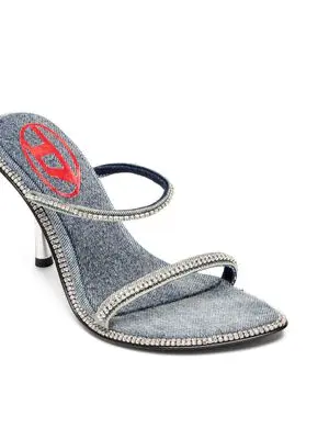 DIESEL® D-havanna Denim Mules - Silver