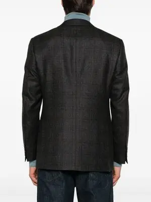 Canali Check-pattern Blazer - Blue