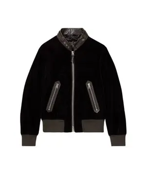 TOM FORD Full-grain Leather-trimmed Velvet Bomber Jacket
