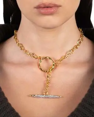 Alexis Bittar Solanales Crystal Toggle Necklace - Gold