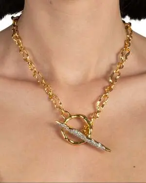 Alexis Bittar Solanales Crystal Toggle Necklace - Gold