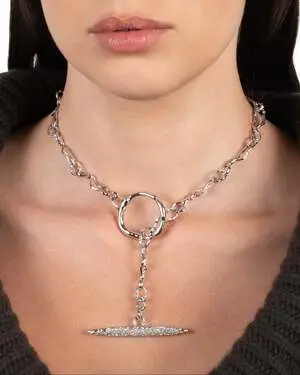 Alexis Bittar Solanales Crystal Toggle Necklace - Silver