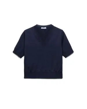 Prada V-neck Wool Sweater - Blue