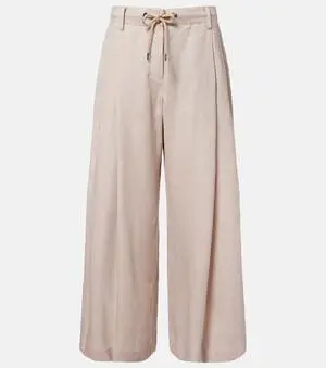 Brunello Cucinelli Wide-leg Linen Pants - Beige