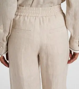 Brunello Cucinelli Wide-leg Linen Pants - Neutrals
