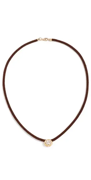 Shashi Lasso Solitaire Necklace - Brown/gold
