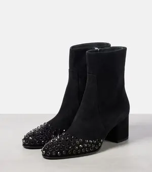 Alaïa Embellished Suede Ankle Boots