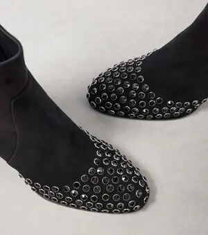 Alaïa Embellished Suede Ankle Boots